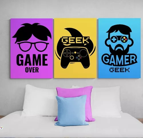 SET DE 3 CUADROS COLORS GAMER – Mock MX